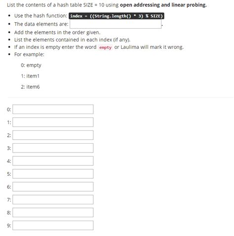 Solved List The Contents Of A Hash Table Size 10 Using Open