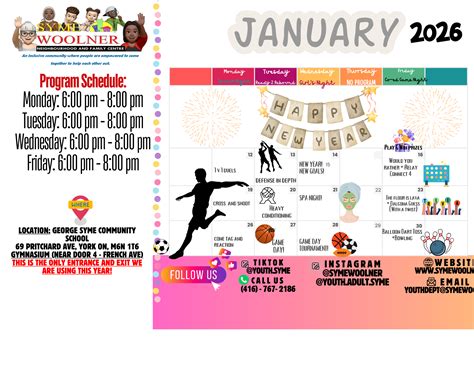 Youth Program Calendar January 2026 Syme Woolner Neighbourhood