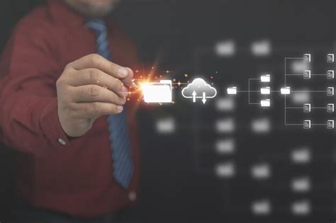 Premium Photo Document Management System A Businessman Using A Pen Touching Icon Virtual