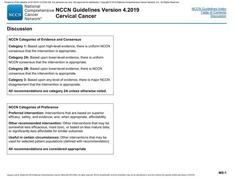 Cáncer cérvicouterino Guia NCCN 2019 PDF Cancer Diseases and Conditions