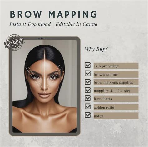 Eyebrow Mapping Course Guide Printable Editable Training Canva Ebook Eyebrow Mapping Tutorial