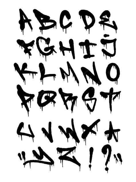 Abstract Black Graffiti Font Collection With Spray Texture And Dripping