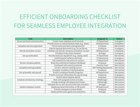 Free Efficient Onboarding Templates For Google Sheets And Microsoft Excel Slidesdocs
