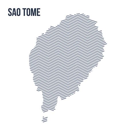 Vector Abstract Hatched Map Of Sao Tome With Zig Zag Lines Isolated On A White Background Stock