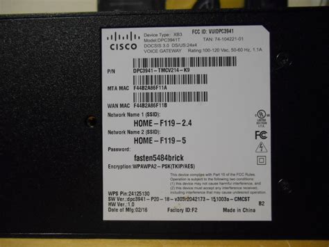 Cisco Comcast Xfinity Xb3 Modem Router Wireless Dual Band Dpc3941t
