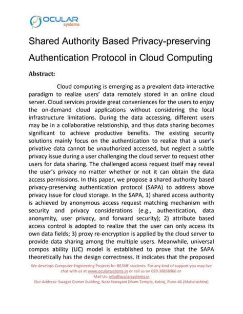 Shared Authority Based Privacy Preserving Authentication Protocol In Cloud Computing Pdf