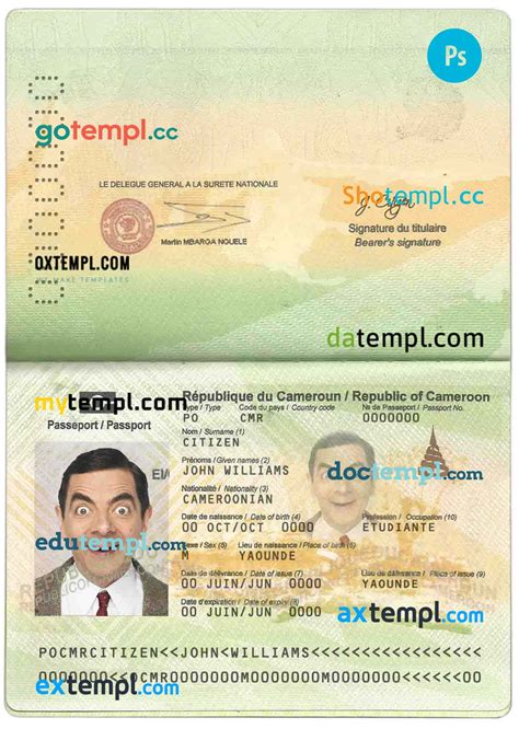 Cameroon Passport Psds Editable Scan And Photograghed Picture Template