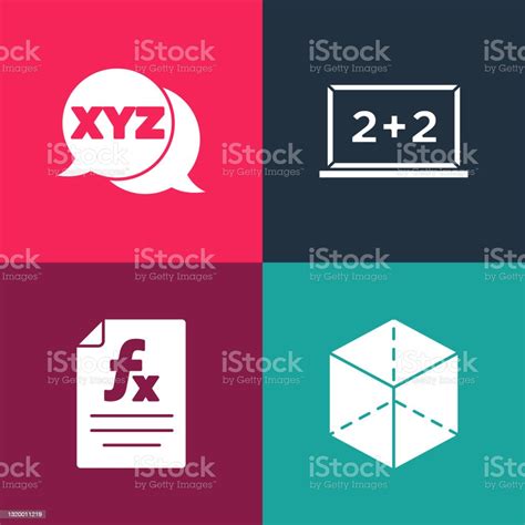 팝 아트 기하학적 그림 큐브 기능 수학적 기호 칠판 및 Xyz 좌표 시스템 아이콘을 설정합니다 벡터 0명에 대한 스톡 벡터 아트