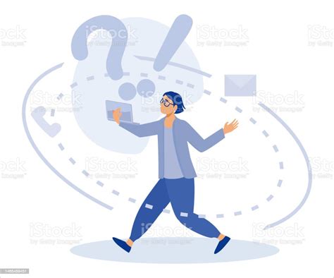 느낌표와 물음표 근처에 서 있는 사람들 캐릭터 여자와 남자는 질문을하고 답변을받습니다 자주 묻는 질문 개념평면 벡터 현대 그림