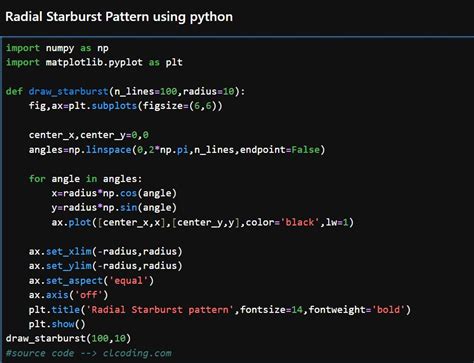 Radial Starburst Pattern Using Python ~ Computer Languages Clcoding