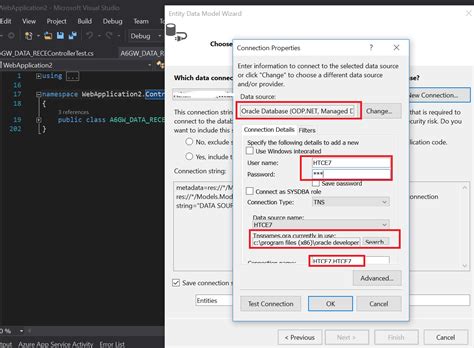 Visual Studio Interoperate Between Asp Net Mvc And Oracle Db C Stack Overflow