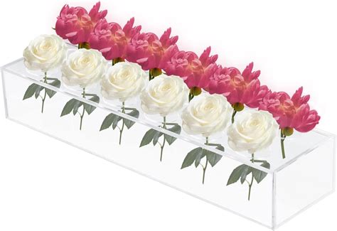 Clear Acrylic Flower Vase Rectangular Floral Centerpiece Long Acrylic Vase With
