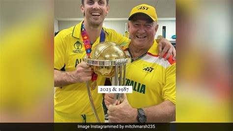 2023 And 1987 Australias Mitchell Marsh Celebrates World Cup Win With Father Geoff Cricket