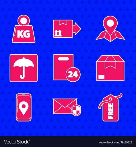 Set Delivery With Cardboard Boxes Envelope Shield Vector Image