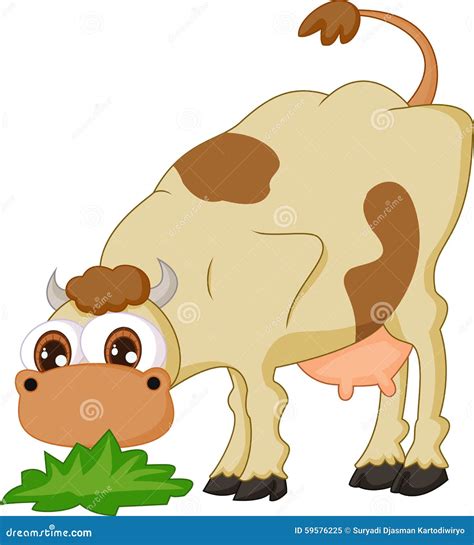 Cartoon Cow Eating Grass Stock Vector Illustration Of Mascot 59576225