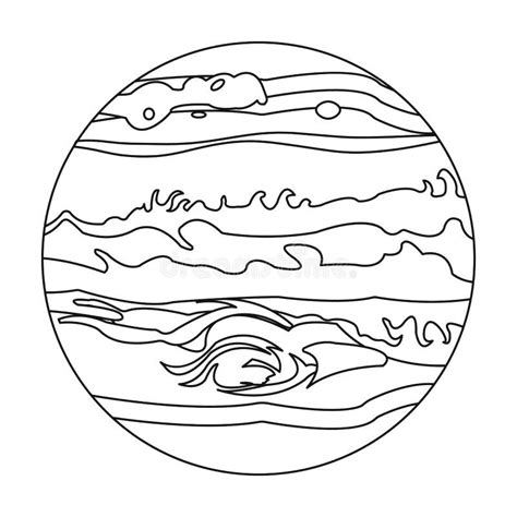 Jupiter Icon In Outline Style Isolated On White Background Planets