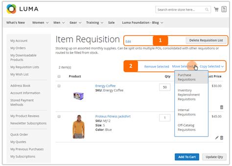 Magento 2 B2b Requisition List Maintain Multiple Purchase Order Templates