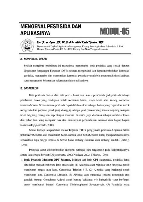 Pestisida Pdf Mengenal Pestisida Dan Aplikasinya