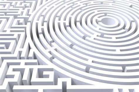3d Render Of Circular Maze Abstract White Background Stock Illustration Illustration Of Quest