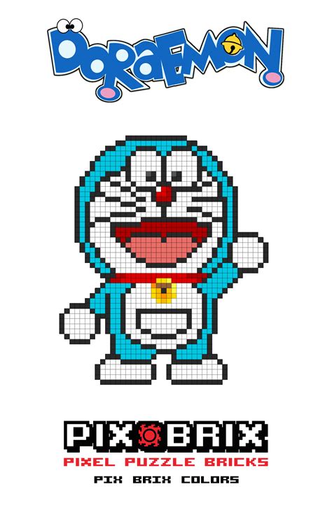Doraemon Pixel Art 2d Pixel Art Pix Brix Artofit
