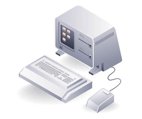 Premium Vector Computer Technology Old Vintage Concept Flat Isometric 3d Illustration