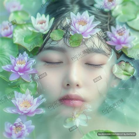 Ai创作图荷塘仙子 荷花和女孩 荷花仙女 莲花仙子荷花仙子 莲花仙女 荷花女孩 荷塘美女 莲花少女 荷花上的女人 莲花仙子 夏荷年轻姑娘 莲花写真 莲花女儿 荷姑娘 莲花朦胧美nipic