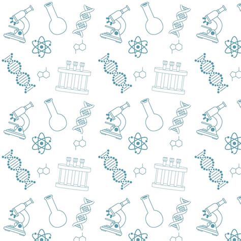 Premium Vector Seamless Pattern With Science Icons Collection Blue