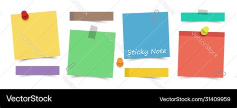 Flat Design Multicolor Color Sticky Notes Vector Image