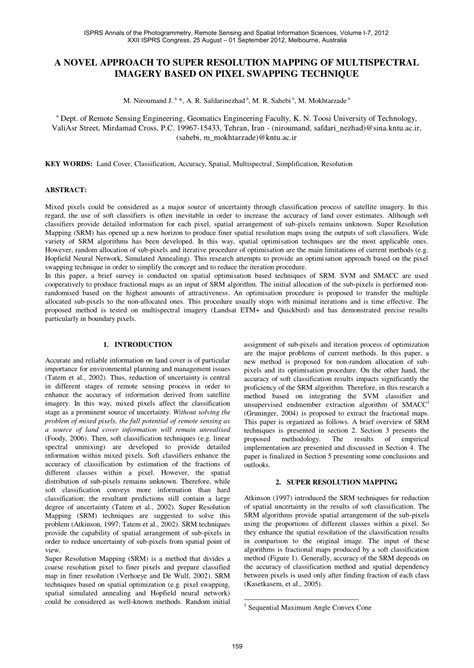 Pdf A Novel Approach To Super Resolution Mapping Of Multispectral Imagery Based On Pixel