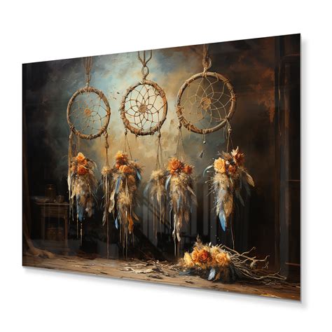 Designart Beige Dream Catcher Rustic Beauty I Spiritual Metal Wall