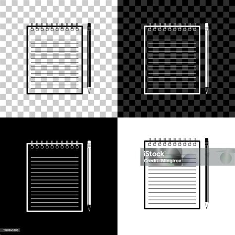 빈 노트북과 연필 지우개 아이콘 검은 색 흰색과 투명 한 배경에 고립 벡터 일러스트 0명에 대한 스톡 벡터 아트 및 기타 이미지 0명 개념 검은색 Istock