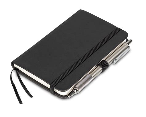 Lined 120gsm Black Tiny Hardcover Notebook With Pen Holder Memo Pad