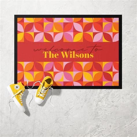 1970s Retro Kitchen Mat Orange And Pink Skinny Mat