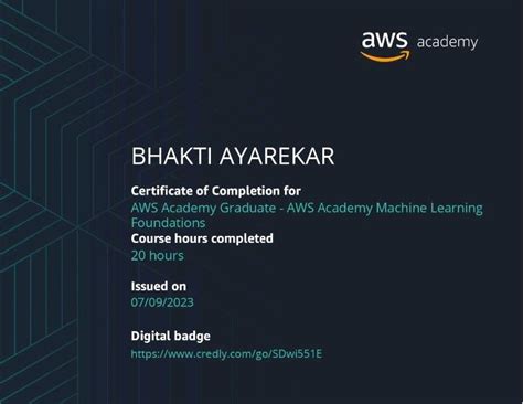 Bhakti Ayarekar On Linkedin Awsacademy Machinelearning