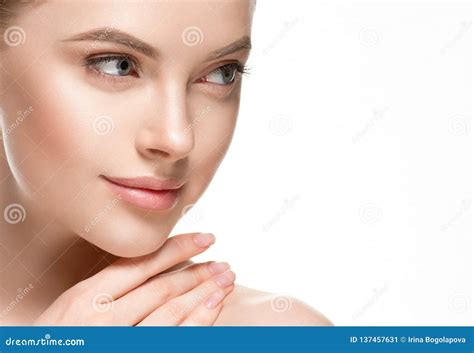 Beautiful Woman Female Skin Care Healthy Hair And Skin Close Up Face