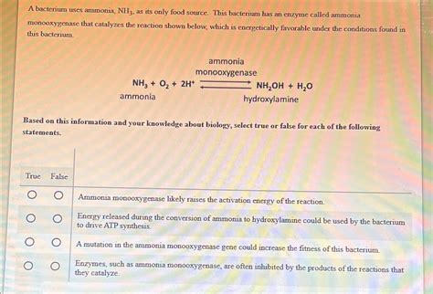 Solved A Bacterium Uses Ammonia Nh3 ﻿as Its Only Food