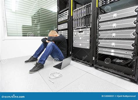 It Consultant With Problems In Datacenter Stock Image Image Of Equipment Problem 53000031