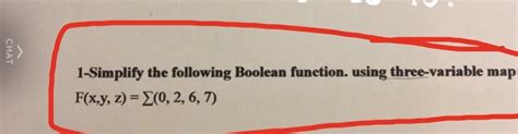 Solved 1 Simplify The Following Boolean Function Using