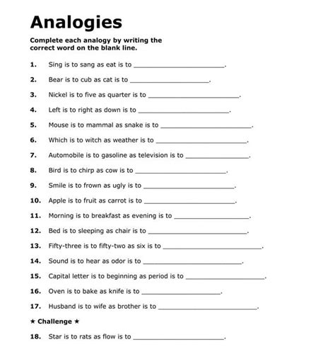 Analogies Worksheet Photo Download And Print Now