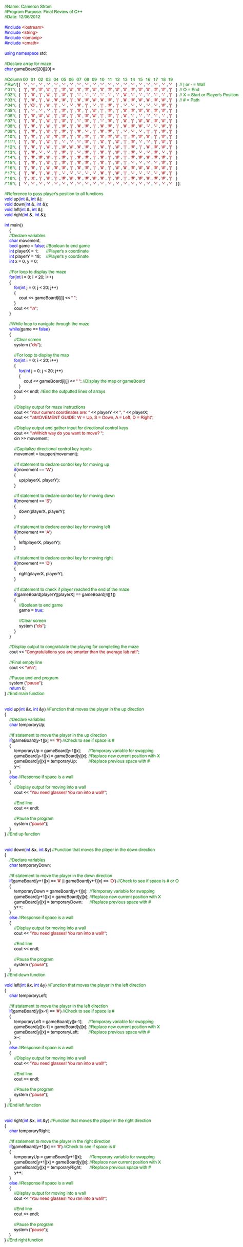 C Programming Interactive Maze On Behance