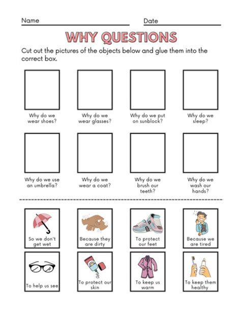 Why Questions Worksheet Speech Therapy Etsy