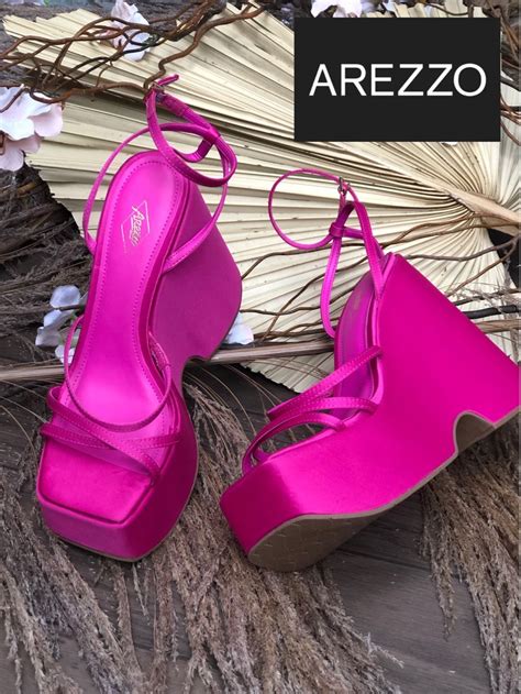 Sandália Salto Alto Anabela Arezzo Rosa Daphne Inspiração Tamanho 37