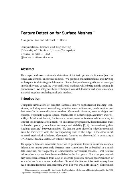 Pdf Feature Detection For Surface Meshes