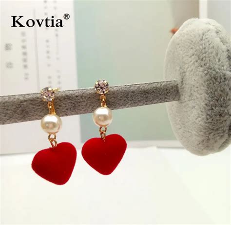 Kovtia 매력 붉은 심장 펜던트 클립 귀걸이 피어싱 여성 웨딩 귀 커프 패션 비쥬clip On Earringsclip Onearring Clip On Aliexpress