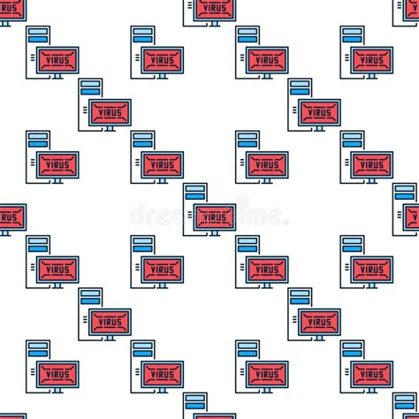 Desktop Pc And Virus Vector Viruses Colored Seamless Pattern Stock Illustration Illustration