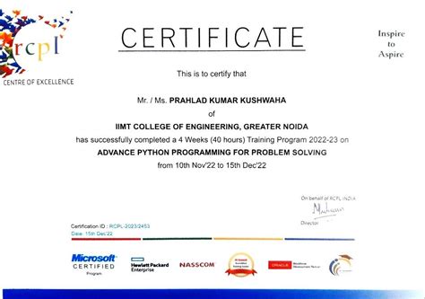 Python Certificate Advancepython Prahlad Kumar Kushwaha