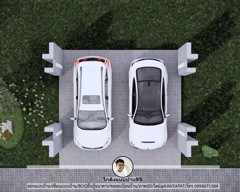 แบบโรงจอดรถ M 032 ไอเดียสร้างโรงจอดรถ พื้นที่ 42 ตารางเมตร ดูฟรี