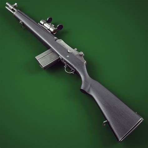 3d Model M14 Socom Rifle Red