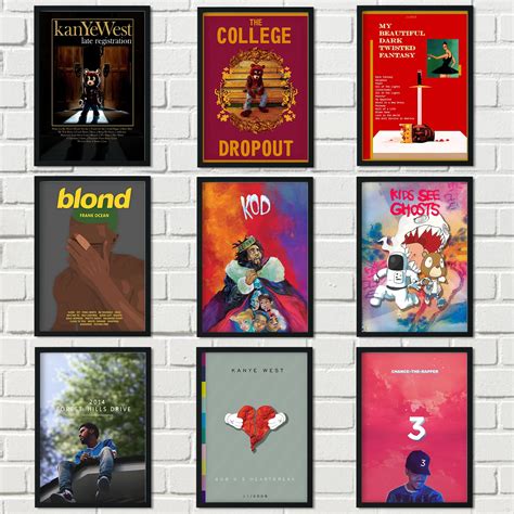 카니예 웨스트 파블로 예 힙합 랩 아트 홈 장식 침실 벽 장식 고품질 캔버스 페인팅 포스터 음악 앨범 커버그림 And 서예 Aliexpress