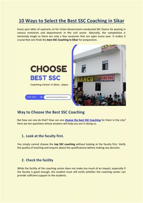 Ppt 10 Ways To Select The Best Ssc Coaching In Sikar Powerpoint Presentation Id11758443